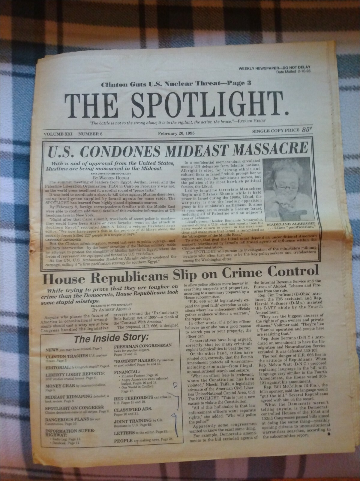 The Spotlight Newspaper February 20th 1995 Vintage | eBay