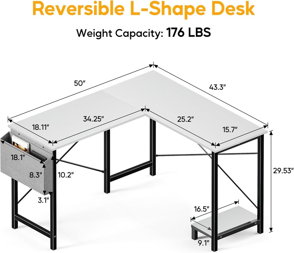 Computer Gaming Laptop Table L-Shaped Desk Corner Workstation for ...