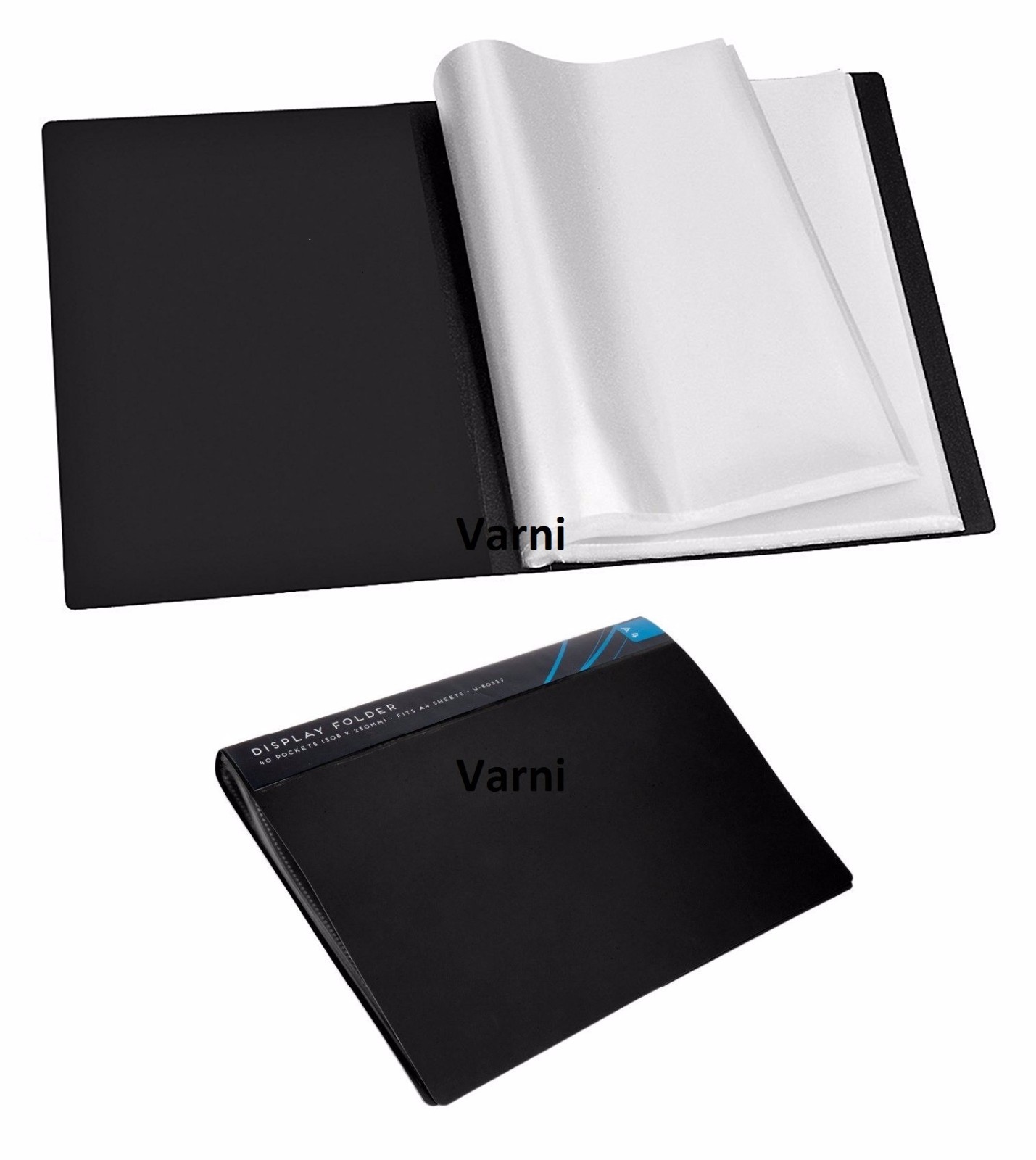 A4 DISPLAY BOOK 40 POCKETS 80 VIEW BLACK FILE COVER PRESENTATION FILE ...