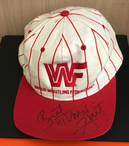 RARE Vintage 1994 WWF PINSTRIPE BASEBALL CAP Autograp… - Gem