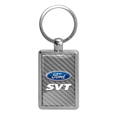 Silver Carbon Fiber & Brushed Metal Rectangle Key Chain - Ford SVT | eBay