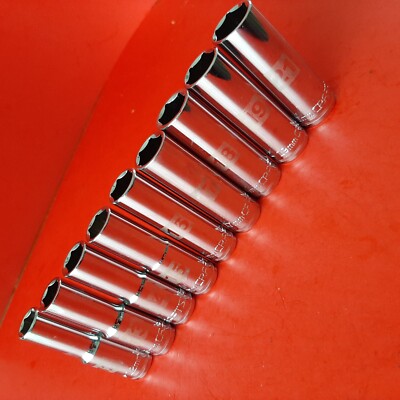 NEW CRAFTSMAN Easy Read 9 Piece 1/2 Drive DEEP METRIC 6 point Socket ...