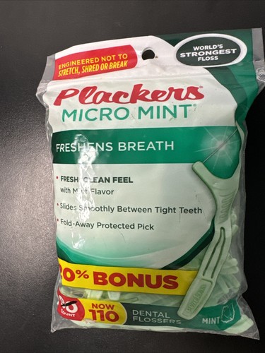Plackers Micro Mint Freshens Breath Protected toothpick, 110 Ct ...