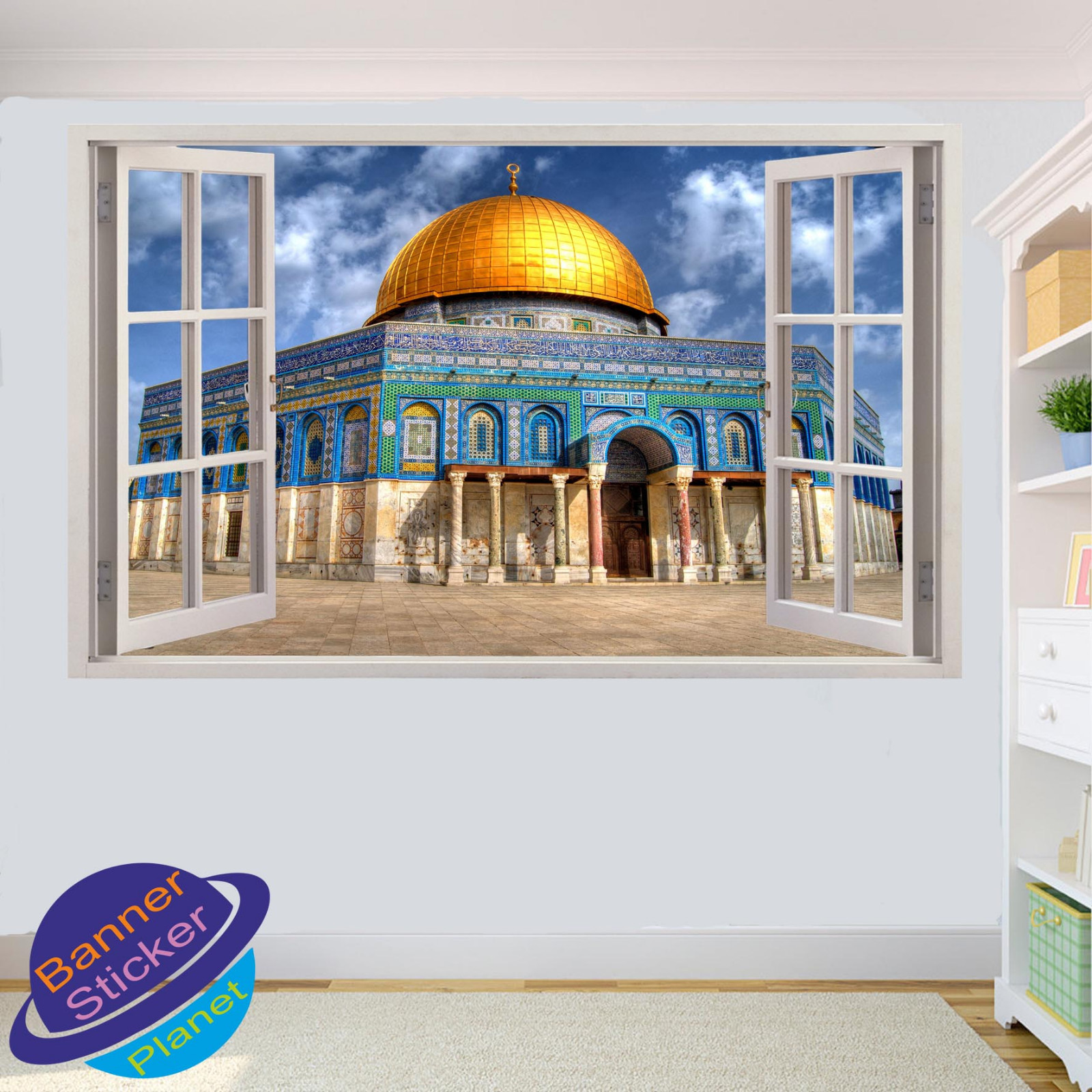 JERUSALEM DOME OF THE ROCK POSTER WALL STICKER 3D ART ROOM DECOR DECAL ...