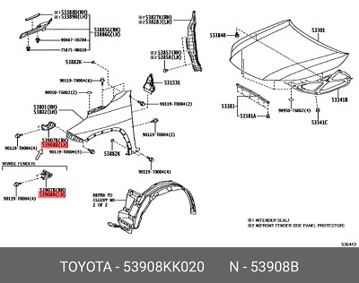 OE extension sub-assy, front end panel, left, 53908KK020 for TOYOTA ...