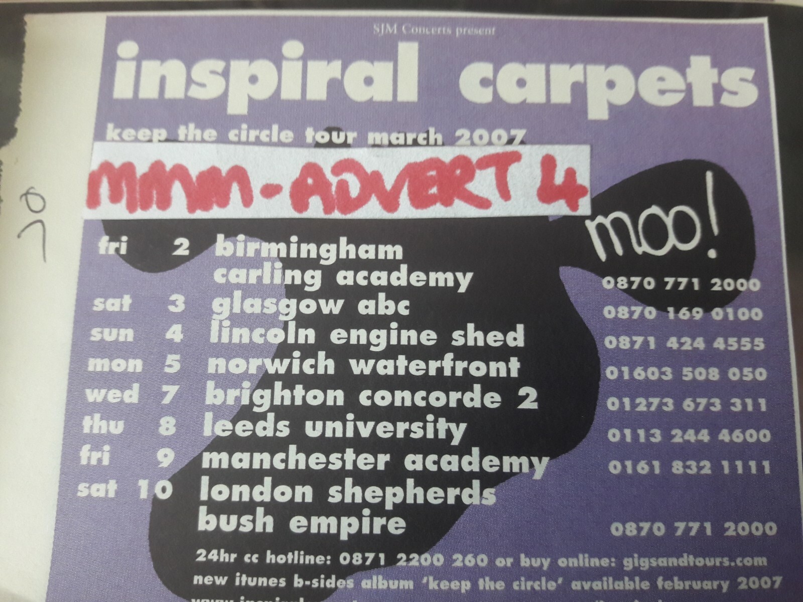 INSPIRAL CARPETS - GREATEST HITS TOUR DATES 2003 2007 original advert ...