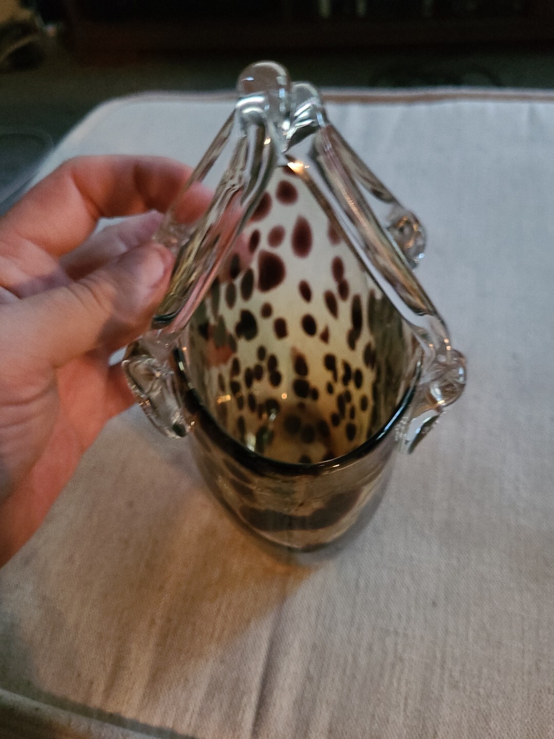 Murano Style Purse Vase Hand Blown Cased Art Glass Leopard/CHEETAH ...