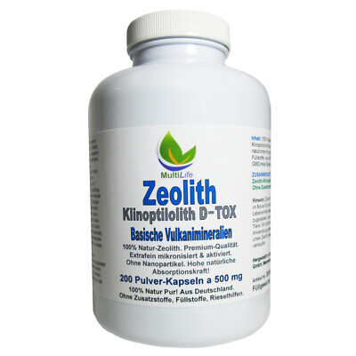 Zeolith Pulver 200 Kapseln Basische Vulkan Mineralien OHNE Zusatzstoffe ...