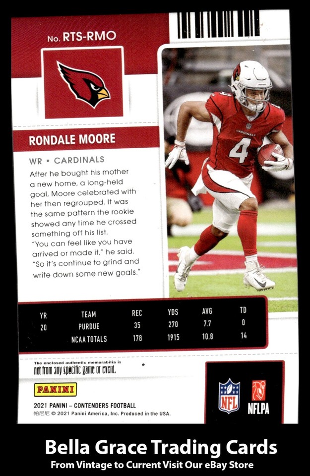 2021 Panini Contenders Rondale Moore #RTS-RMO Cardinals Rookie Ticket ...