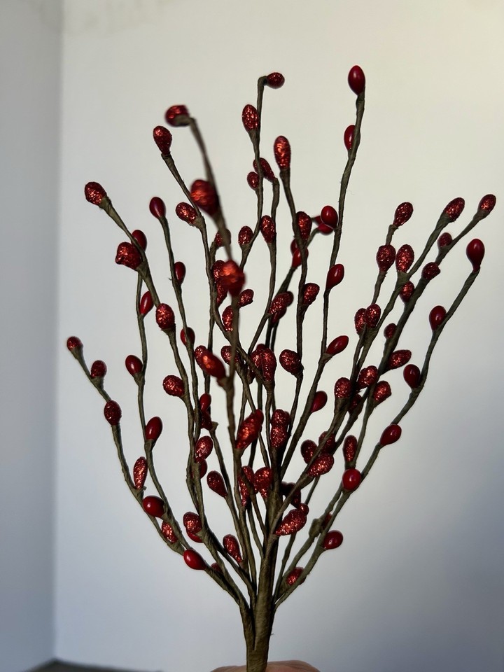 3Pc Red Pip Berries Pip Berry Picks Spray Stems Primitive 10" Valentine ...