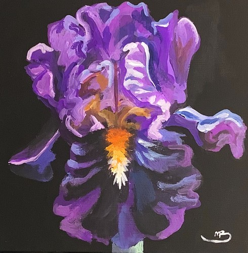 Art IRIS Flower Impressionism Acrylic Original 5x5 in. Canvas Panel ...