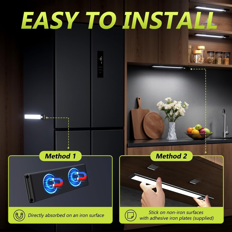 4 Pack 10" under Cabinet Lights with Digital Display,52 LED ...