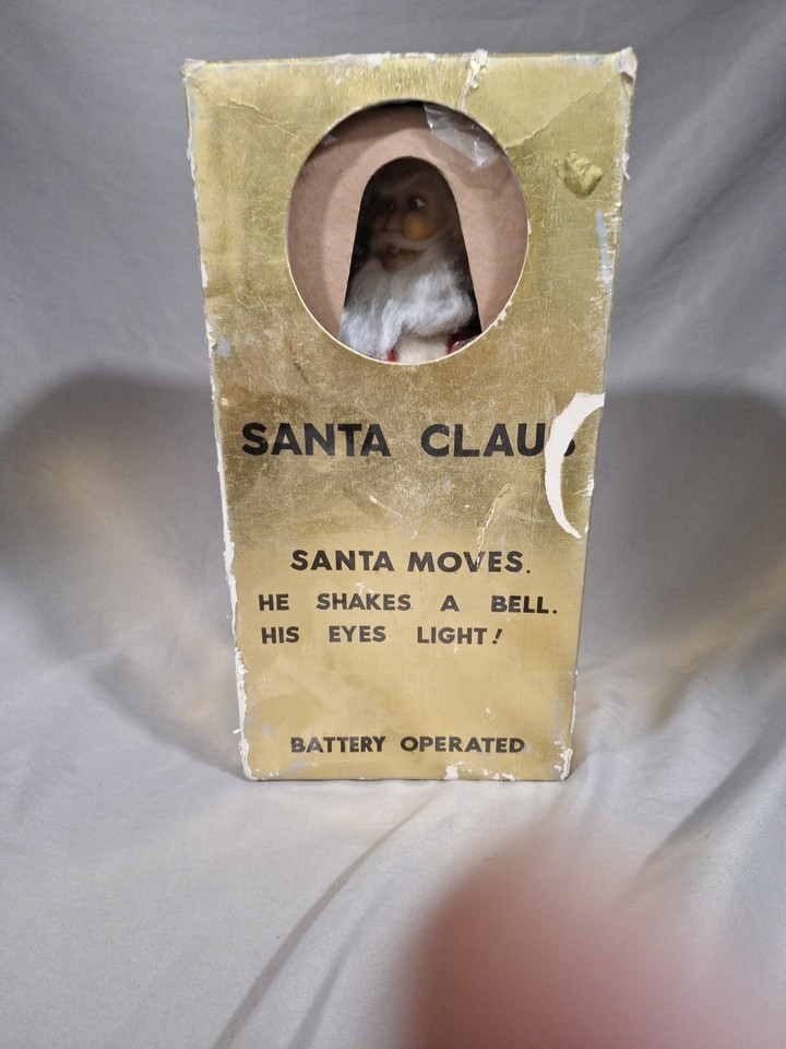 ALPS SANTA CLAUS ~ Vintage 1950's Battery Operated 13" Tin Toy w/ Bell ...