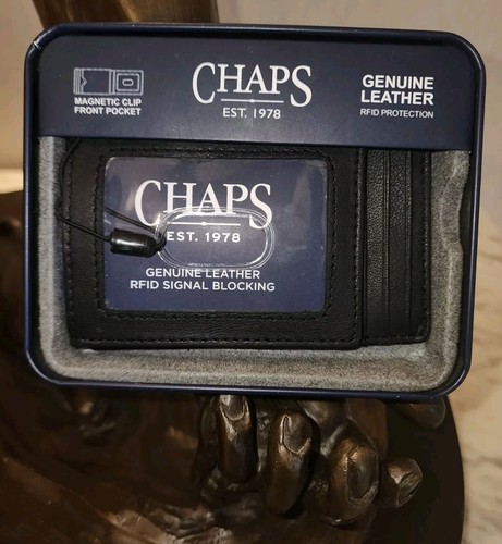 Chaps Ralph Lauren Black Leather Photo ID Men's RFID Valet Wallet $52 ...