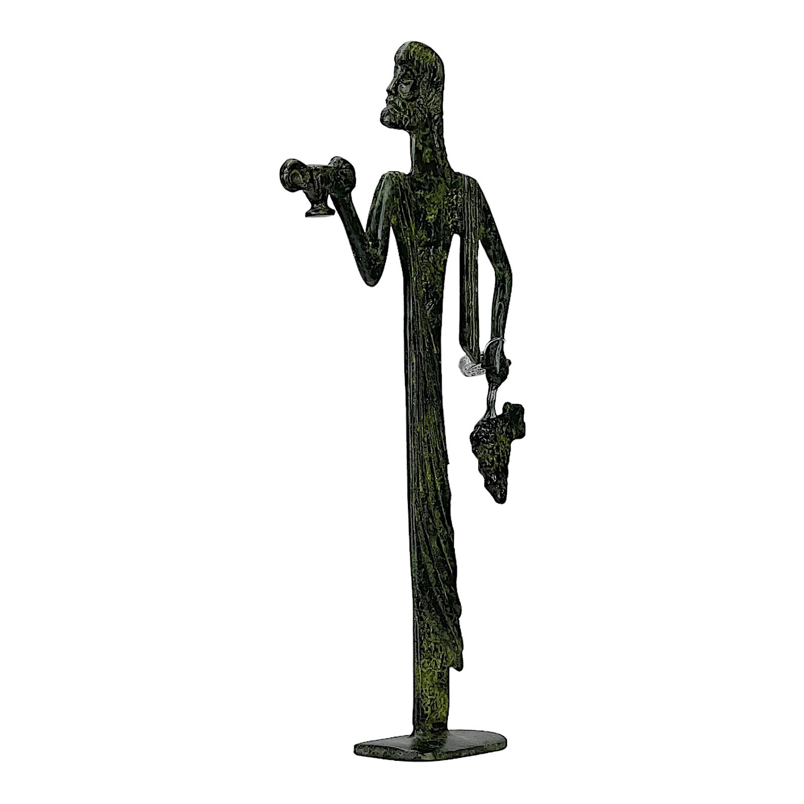 Dionysus Bacchus Greek God of Wine Real Bronze Metal Art Flat Statue ...