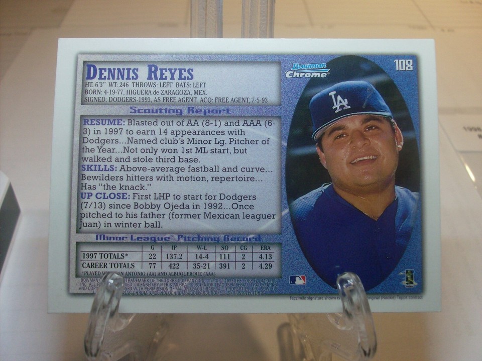 1998 Bowman Chrome #108 - Dennis Reyes - Los Angeles Dodgers 98-281 | eBay