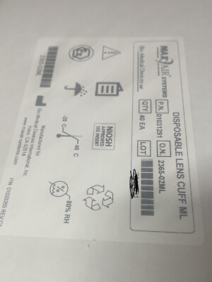 New MaxAir Systems Disposable Lens Cuff 2365-02ML 01031291 - Box of 40 ...