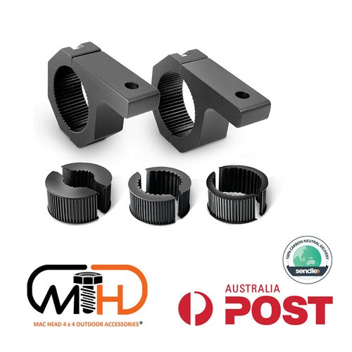 Pair 25mm-45mm Bullbar Tube Roll Mount Bracket Clamp LED Light Bar HID ...