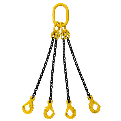7mm x 3.15T x 4 leg CHAIN SLING with SELF LOCKING AUTOLOCK HOOKS 1m to ...