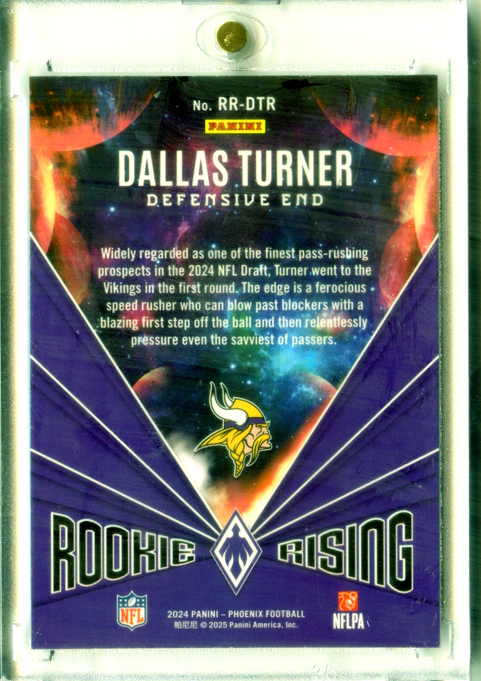 Dallas Turner #RR-DTR 2024 Panini Phoenix NFL Rookie Rising Purple ...