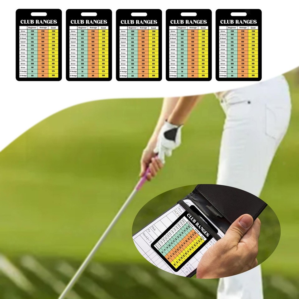 5 Pieces Golf Club Range Chart Cards Gift Yardage Guide Range ...