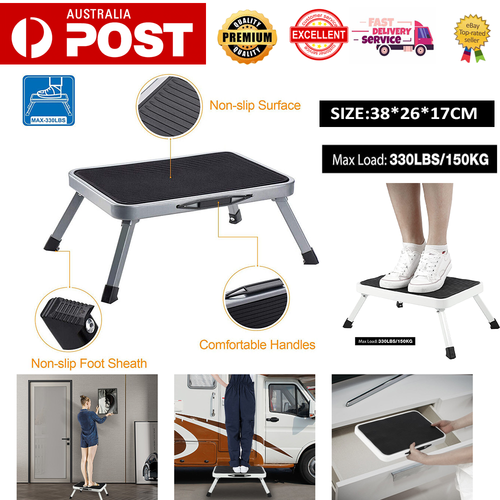 Caravan Entry Step Stool Foldable Portable w/Non Slip Surface Camper ...