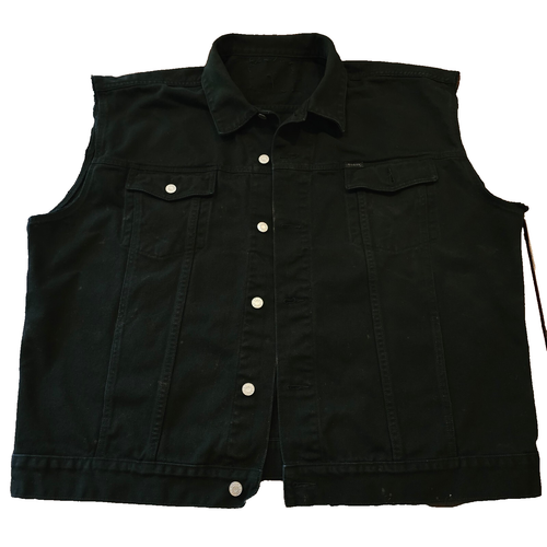 Men's 4XL 3XL distressed black denim cut-off vest GUESS biker rocker ...