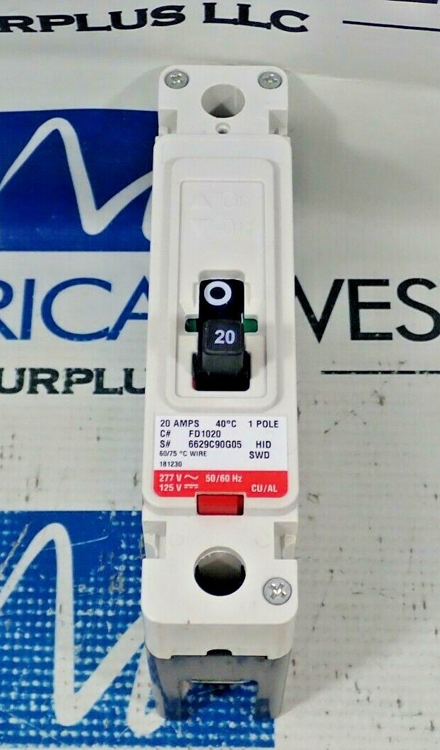 EATON FD1020 Circuit Breaker 20 Amps 1 Pole 277V 35KA@277V Bolt On | eBay