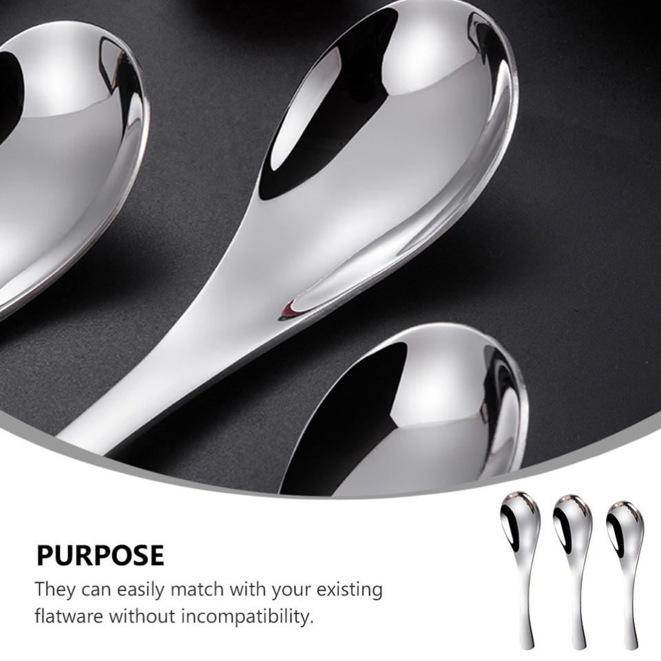 3Pcs Stainless Steel Spoon Thicken Round Head Spoons Kitchen for Home ...