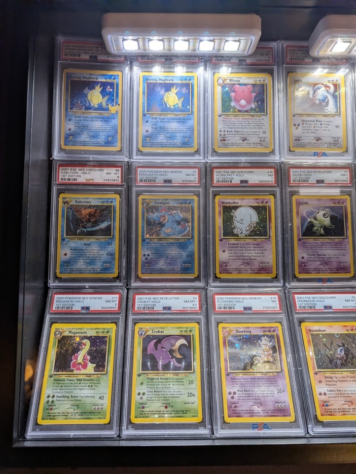 Lugia 9/111 PSA 7 1st Edition + 17 PSA Graded Cards With Display Case ...