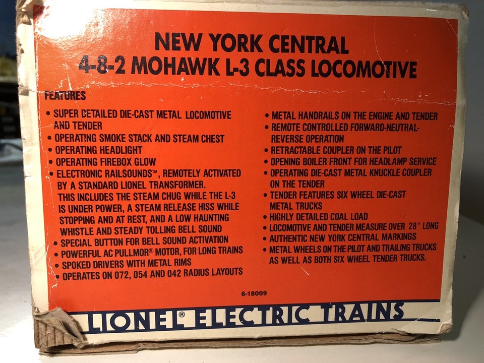 Lionel 6-18009 New York Central 4-8-2 Mohawk - FREE SHIPPING * | eBay