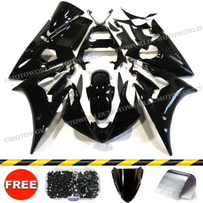 Glossy Black ABS Fairing Kit Body w/ Bolts For Yamaha YZF R6 03-2004 ...