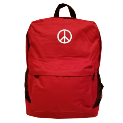 RED Backpack Bag with PEACE LOGO EMBROIDERED | eBay