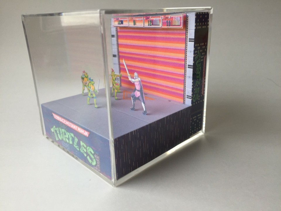 Teenage Mutant Ninja Turtles TMNT Arcade Shadow box Art 3.5" Turtles in ...