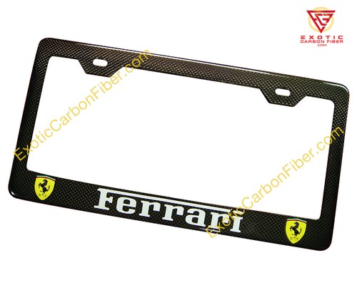 Ferrari White Text and Shield Carbon Fiber license Plate Frame 1x1 ...