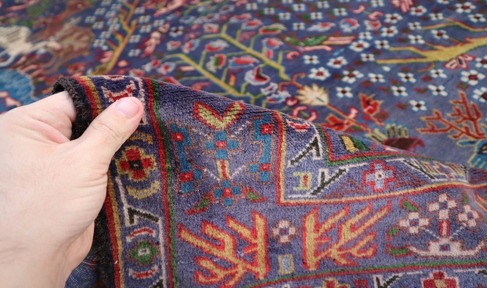 4x7 Vintage Afghan Pictorial Rug - Hunting Scene Wool Carpet - Animal ...