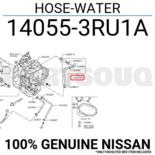140553RU1A Genuine Nissan HOSE-WATER 14055-3RU1A | eBay