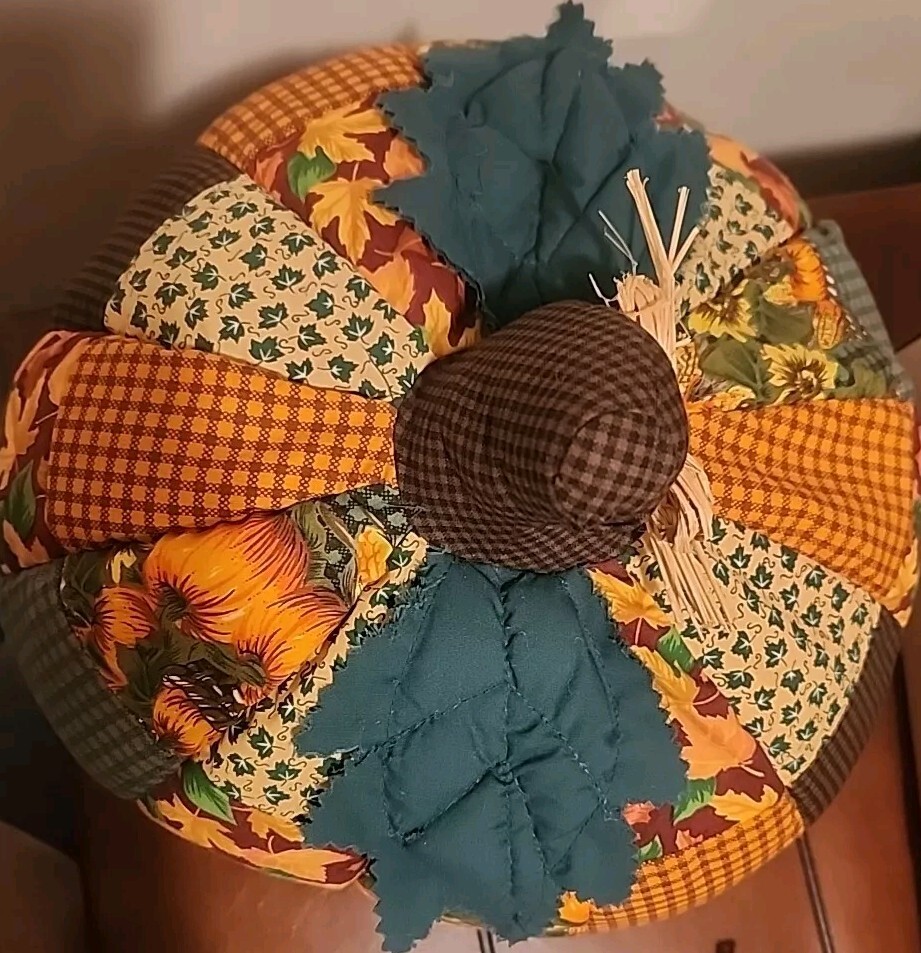 MTY International Co Ltd Large Fabric Patchwork Pumpkin 11” Fall ...