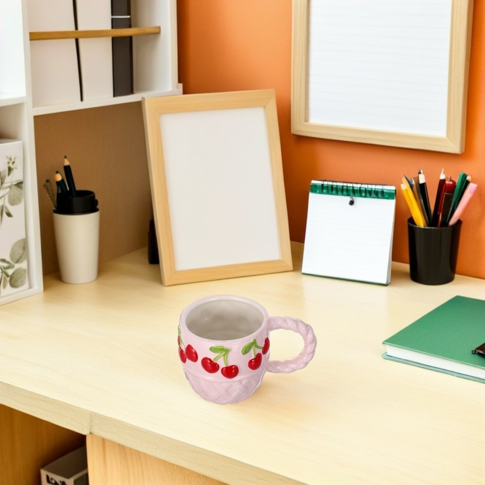 Unique Coffee Cups: Decorative Cherry Design Mug - Textured Ceramic ...