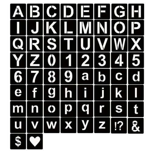 1 Inch Letter Stencils Symbol Numbers Craft Stencils, 66 Pcs Reusable ...