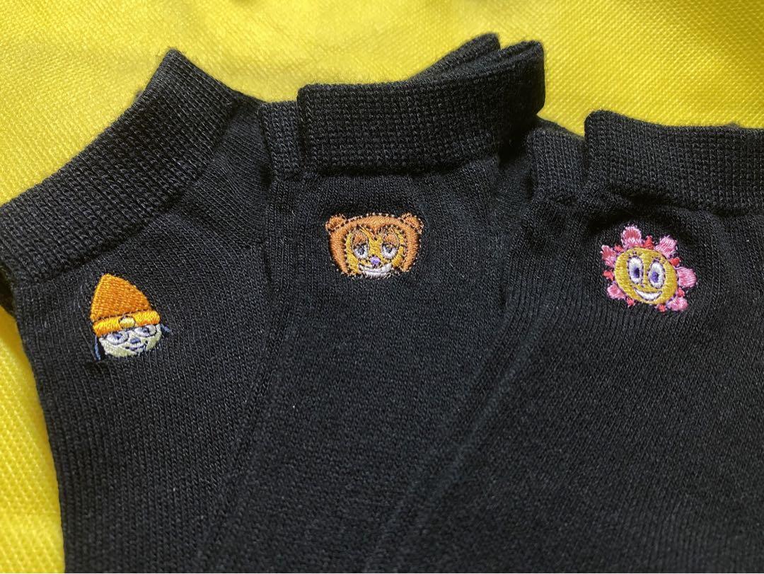 PaRappa The Rapper Socks 23-25cm/6-8(US WOMAN) set of 3 Black PaRappa ...