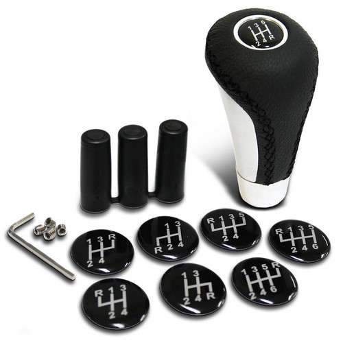 SAAS Leather Gear Knob Black Aluminium Insert With 8 Shift Patterns ...