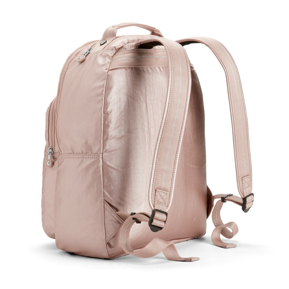 Kipling CLAS SEOUL Backpack with Laptop Compartment - Metallic Blush RRP £94 | eBay UK