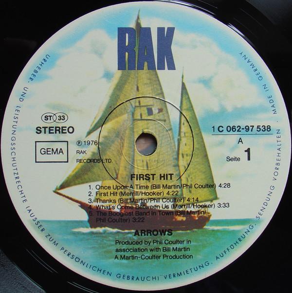 Arrows First Hit LP vinyl Germany Rak 1976 1C06297538 | eBay