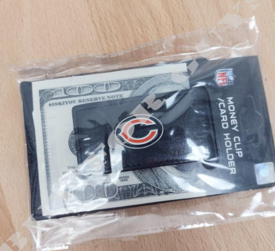 Chicago Bears Black Leather Money Clip Wallet - Magnetic Mens NFL ...
