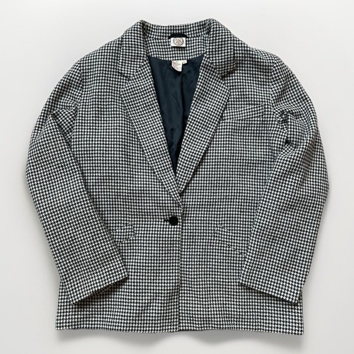 Vintage Houndstooth Print Wool Blazer Academia 16 90s Professor ...