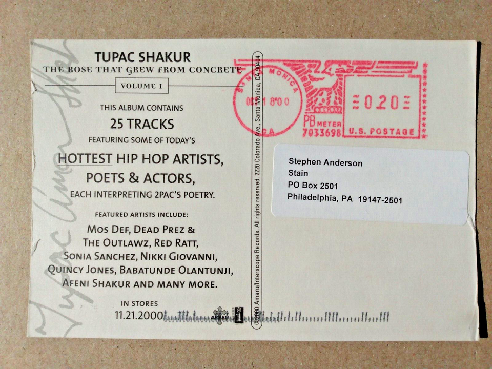 TUPAC SHAKUR The Rose That Grew From Concrete Vol 1 promotional ...