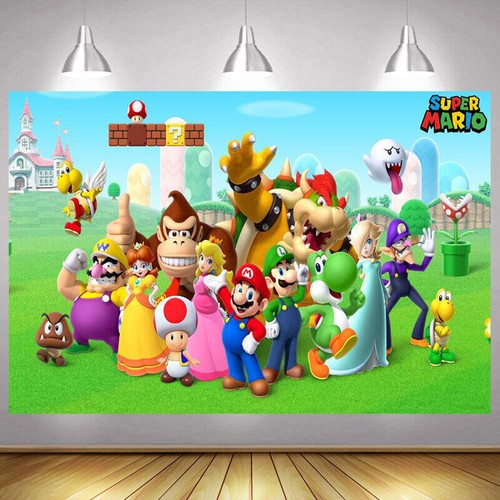 Super mario Bowser Backdrop Boys Happy Birthday Party Photo Background ...