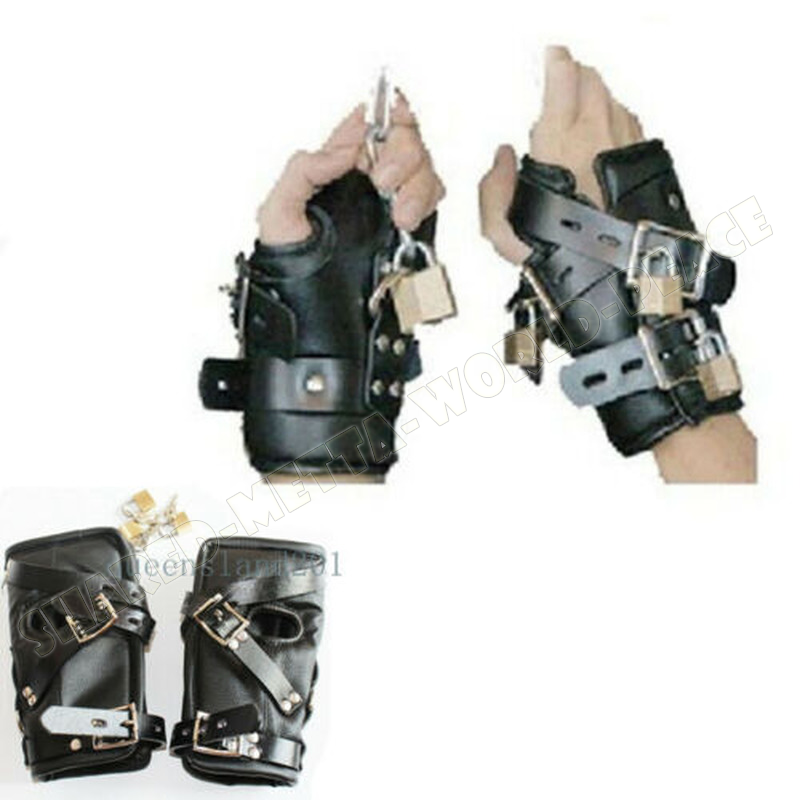 New Leather Hanging Mittens Slave Hand Wrist Cuffs Suspend Restraint ...