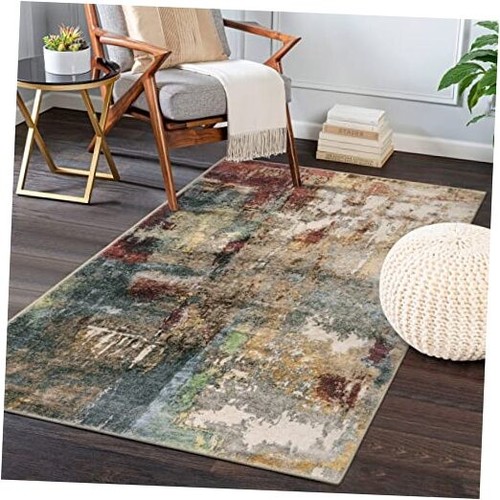 Modern Abstract Area Rug - 3x5 Washable Bedroom Rug Soft Throw Entry ...